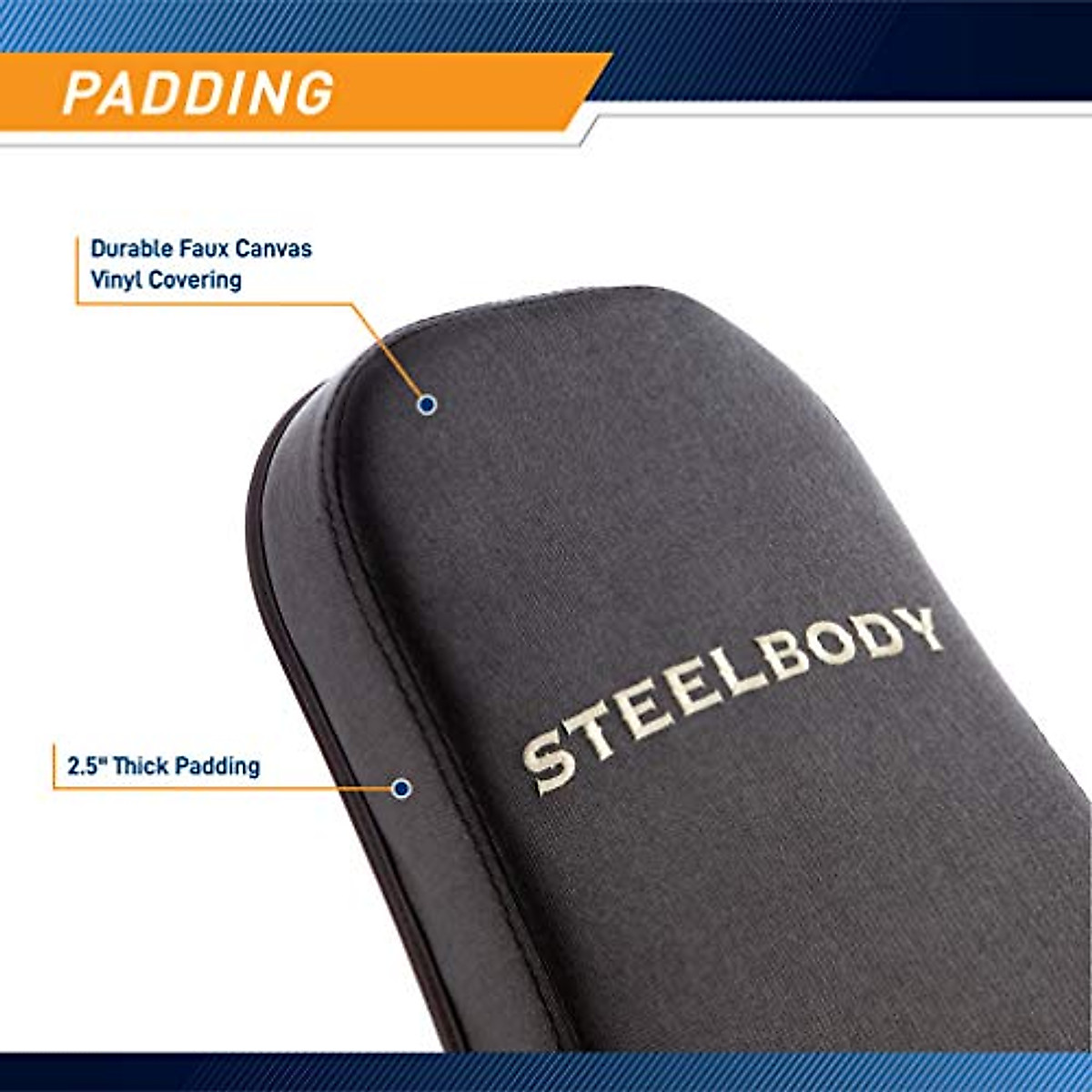 Steelbody Deluxe 6 Position Utility Weight Bench for Weightlifting and Strength Training STB-10105, Black-Brown