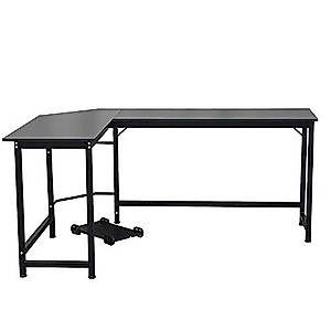 WEI WEI GLOBAL 66” L-Shaped Computer Corner Desk, PC Laptop Gaming Desk with CPU Stand, Space-Saving Large Writing Workstation Table for Home Office, Black