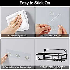 Kalawen Shower Caddy, Shower Shelf for Inside Shower with Hooks, 4 Pack Stainless Steel No Drilling Adhesive Shower Organizer with Soap Holder and Towel Holder