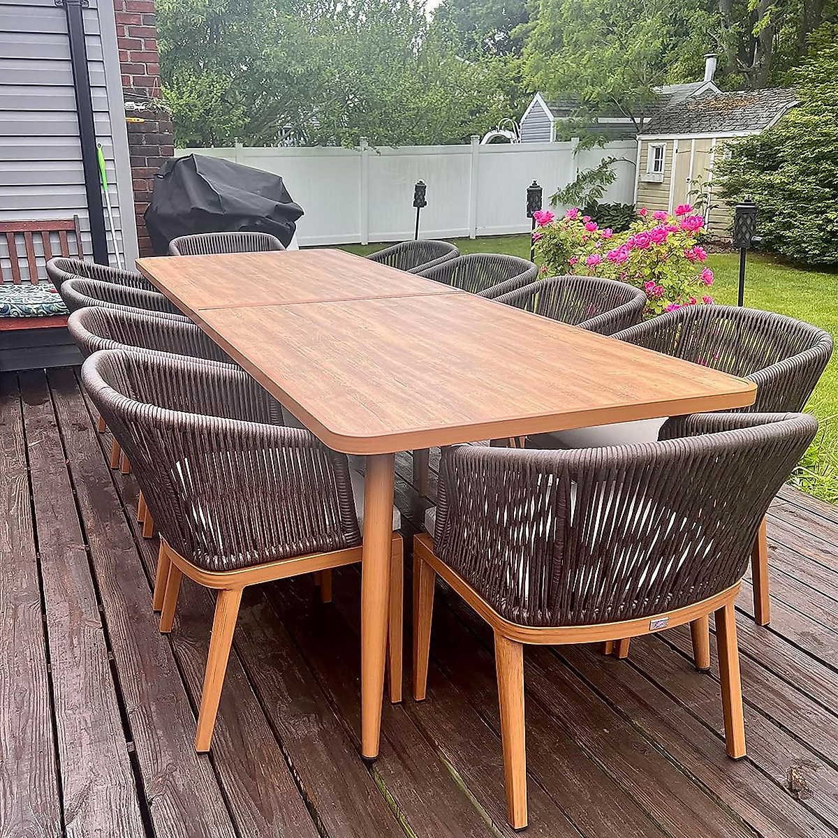 PURPLE LEAF 2 Pieces Patio Dining Chair All-Weather Wicker Aluminum Frame for Lawn Garden Backyard Deck Outdoor Dining Chair with Cushions, Brown Armchair