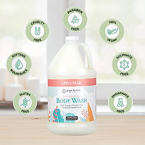 Ginger Lily Farms Botanicals Nourishing Body Wash, 100% Vegan & Cruelty-Free, Apple Pear Scent, 1 Gallon Refill (128 fl oz)
