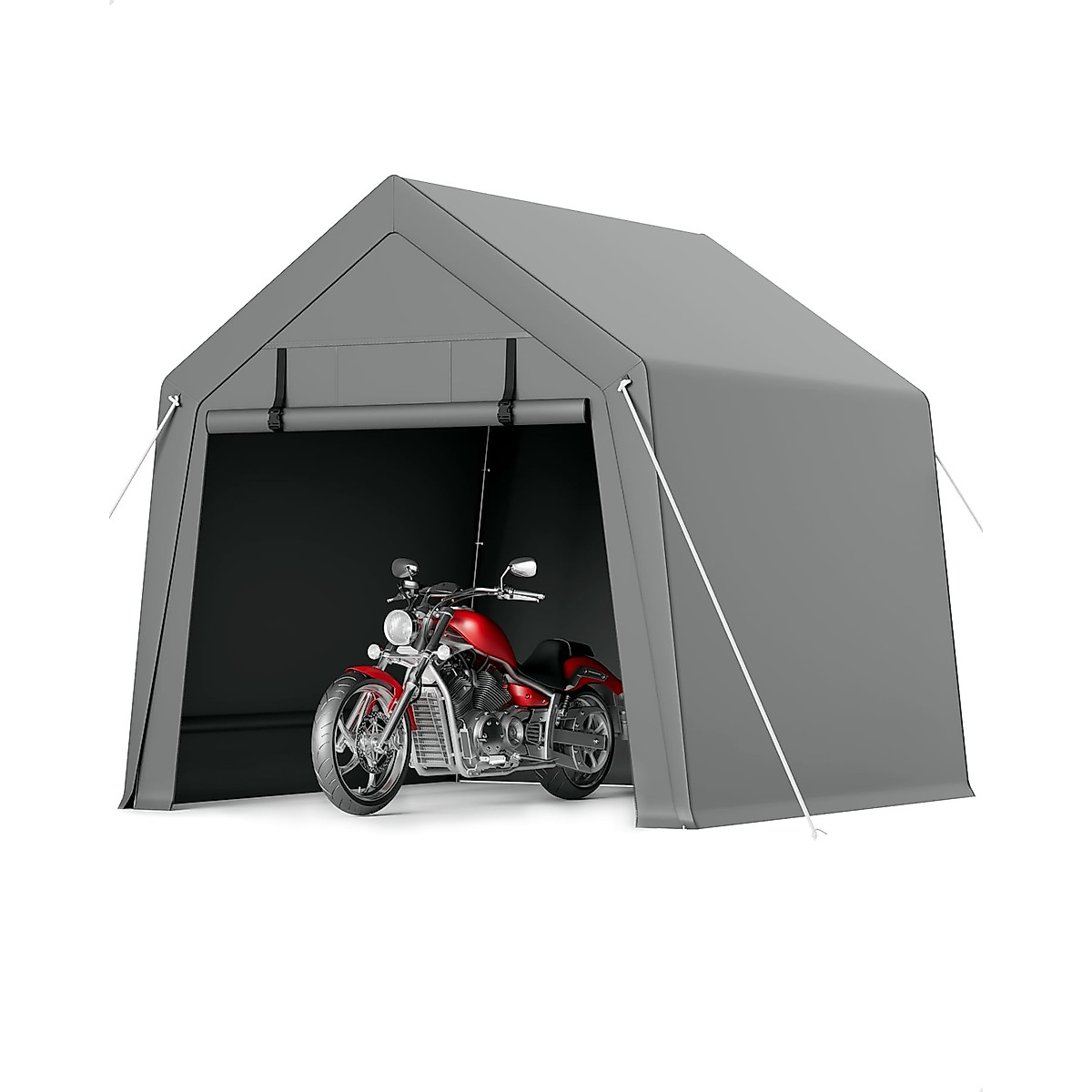 VerisShade 6 x 6 ft Carport Storage Shed, Shelter Logic with 2 Roll-up Zipper Door, Heavy Duty Waterproof Tarp, Storage Tent for Motorcycle, Bike, Garden Tools, Firewood