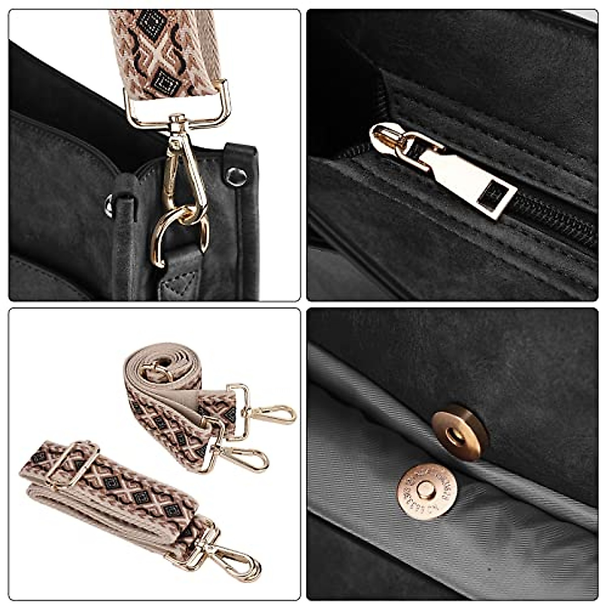 MONQiQi Crossbody Bag Purses for Women Designer Leather Purse,Crossbody Purse with 2 Adjustable Guitar Strap for Work Travel