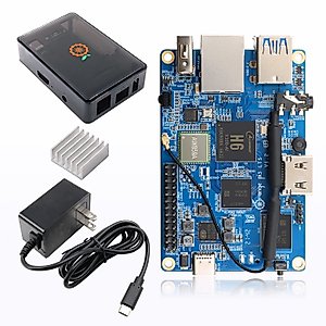Orange Pi 3 LTS 2GB LPDDR3 Allwinner H6 Flash 4-Core 64 Bit with 8GB eMMC Flash Single Board Computer, Support Dual-Band WiFi and Bluetooth 5.0 Development Board (Pi 3 LTS+Case+Heat Sink+Power Supply)