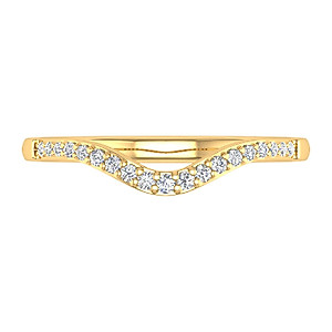 FINEROCK 1/10 Carat Ladies Diamond Wedding Stackable Band - Guard Ring in 14K Yellow Gold (Ring Size 5.5) (I1-I2 Clarity)