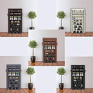 Shoe Rack 10 Tier Shoes Cabinet Storage Organizer Closet with Dustproof Nonwoven Fabric Cover, Store up to 45 Pairs of Shoes (Black Extra-Wide)