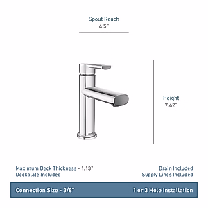 Moen 84794 Meena Chrome Single-Handle Lavatory Faucet, Versatile Finish, Temperature Control