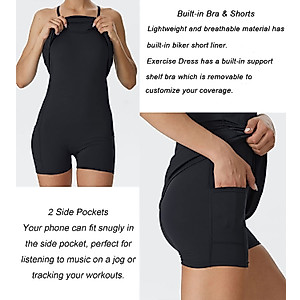 Women's Sleeveless Exercise Tennis Dress with Built-in Bra & Shorts Golf Workout Athletic Dresses Pockets