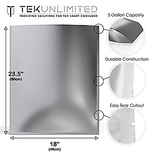 TekUnlimited 5 GALLON Mylar Bags with 30 (2000cc) Oxygen Absorbers–10 mil Mylar Bags for Food Storage for Grains, Dry Aging Bags for Meat-Long Term Food Storage (25 Pack)