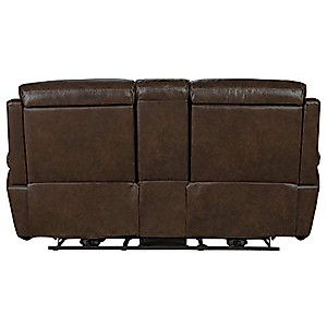 Barcalounger Sandover Power Reclining Console Loveseat, Tri-Tone Chocolate