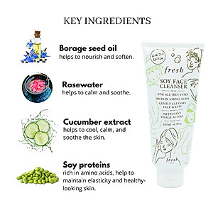 Fresh Soy Face Cleanser Limited Edition - Melt away makeup and toned skin - 6.7 oz
