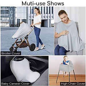 Nursing Cover & Baby Nursing Poncho,Multi Use Breastfeeding Cover for CarSeat Canopy, High Seat Cover, Stroller Cover, Shopping Cart Cover,Nursing Scarf for Boy and Girl by Kefee Kol (Grey)