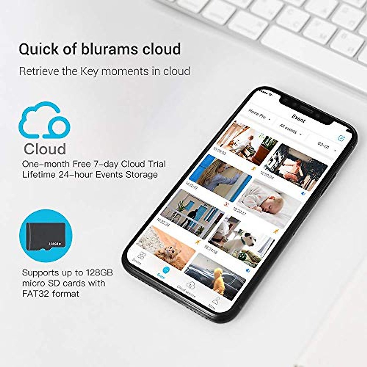 blurams Security Camera, 2K Indoor Camera 360-degree Pet Camera for Home Security w/ Motion Tracking, Phone App, 2-Way Audio, IR Night Vision, Siren, Works with Alexa & Google Assistant