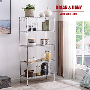 BRIAN & DANY Wire Shelf Liner 14" X 30", Heavy Duty Shelf Liners for Wire Shelving, Waterproof Protector Mats, Set of 5, Charcoal