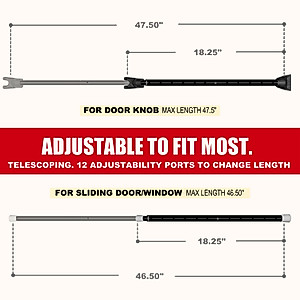 SECURITYMAN 2-in-1 Door Security Bar & Sliding Patio Door Security Bar (2 Pack) via Interchangeable Caps - Heavy Duty Iron Construction Door Stoppers for Home, Apartment, Travel Hotel - Black