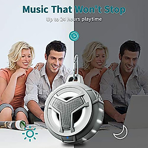 EBODA Shower Bluetooth Speaker, IPX7 Waterproof Portable Floating Speaker with Loud HD Sound, True Wireless Stereo Speaker with LED Light, 24H Play for Shower Pool Beach, Gifts for Men, Women - Gray