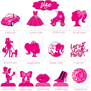 Hot Pink Girl Party Honeycomb Centerpieces 12Pcs Pink Birthday Party Decorations for Girls Hot Pink Princess Birthday Centerpieces for Bachelorette Party Bridal Shower Girls Birthday Party Supplies