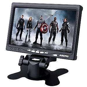 AUKUYEE 7 inch Monitor, 1024x600 IPS Monitor Built-in Speaker Screen Display with AV VGA HDMI Input for Raspberry Pi 4 3 2 1 Model B B+, Car PC DVR Home Office SC7J