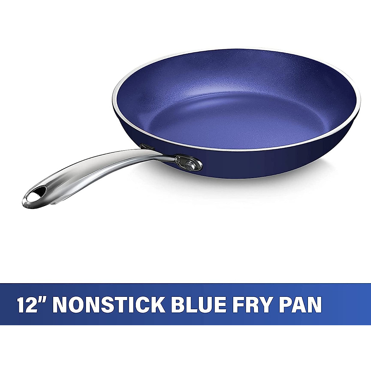 Granitestone Blue 12 Inch Non Stick Frying Pans Nonstick Skillet with Mineral and Diamond Triple Coated Surface, Nonstick Frying Pan, Nonstick Pan, Oven/Dishwasher Safe Non Stick Pan, 100% Non Toxic