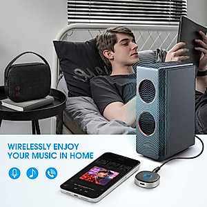 Bluetooth Aux Receiver for Car, Portable 3.5mm Aux Bluetooth Car Adapter, Bluetooth 5.0 Wireless Audio Receiver for Car Stereo/Home Stereo/Wired Headphones/Speaker, 16H Battery Life (black)