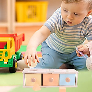 MORITECK Montessori 3 in 1 Object Permanence Box Coin Box Shape Sorter for 8 Months up Baby Wooden Toy for Boy Girls Christmas Birthday Gift