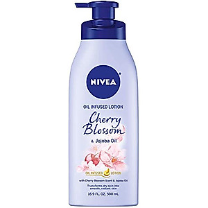 NIVEA Cherry Blossom and Jojoba Oil Infused Lotion, Moisturizing Body Lotion for Dry Skin, 16.9 Fl Oz Pump Bottle