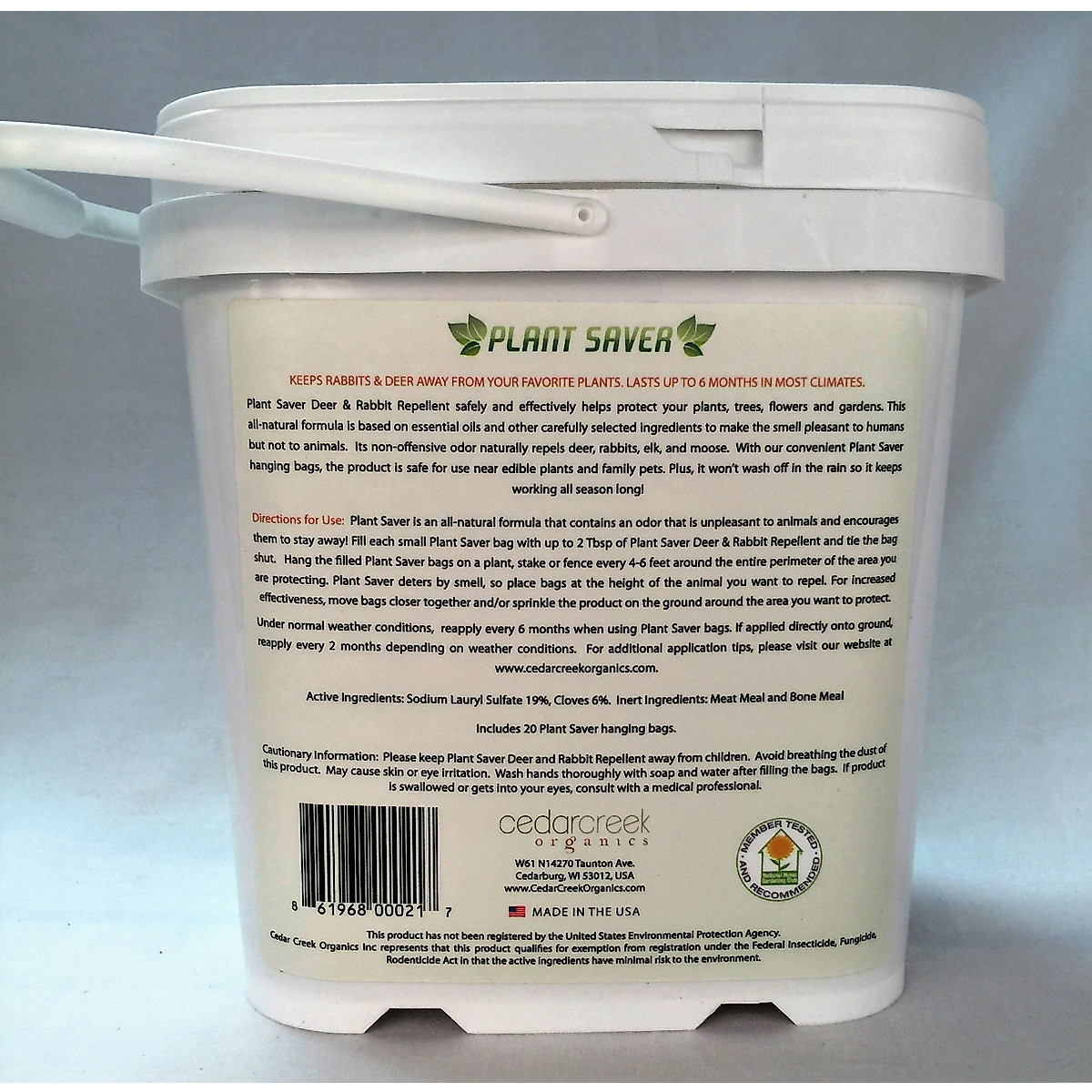 Plant Saver All Natural Deer & Rabbit Repellent, 4 lb. Tub, 20 refillable Bags