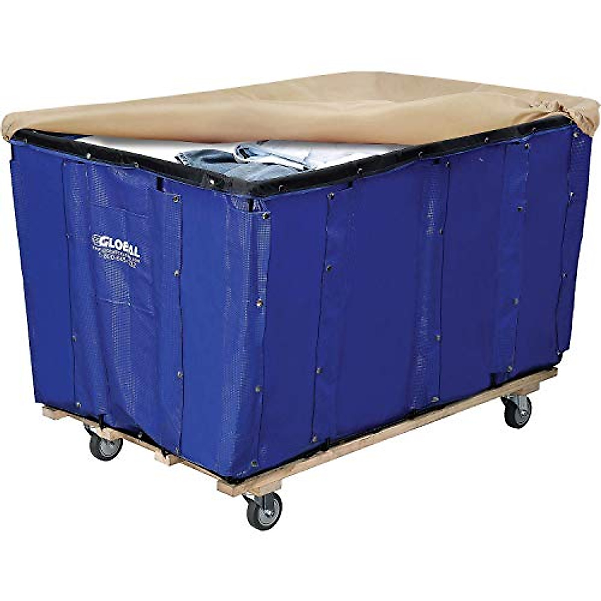 GLOBAL INDUSTRIAL Vinyl Basket Bulk Truck, 24 Bushel, Blue, 53-1/4 inchL x 36-1/4 inchW x 30-1/2 inchH