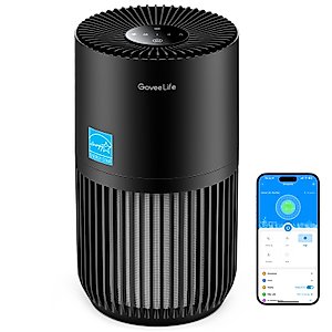 GoveeLife Mini Air Purifier for Bedroom, HEPA Smart Filter Air Purifier with App Alexa Control for Pet Hair, Odors, Pollen, Smoke, Portable Air Cleaner with 3 Speeds, Timer, Aroma for Home, Black