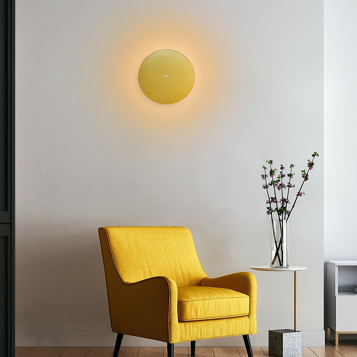 SKIVTGLAMP 9.84″Iron Wall Sconce Rechargeable Battery Operated LED IR Sensor Wall Lamp, No Drilling Cordless Farmhouse Grind Arenaceous Paint for Rustic Backlight Leaning Customizable (Golden)