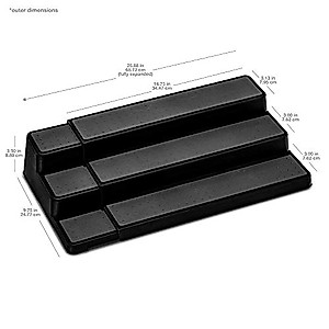 madesmart 3-Tier Expandable Shelf Organizer for Cabinet Storage, Plastic Cabinet Shelf Rack for Kitchen Organization, Carbon