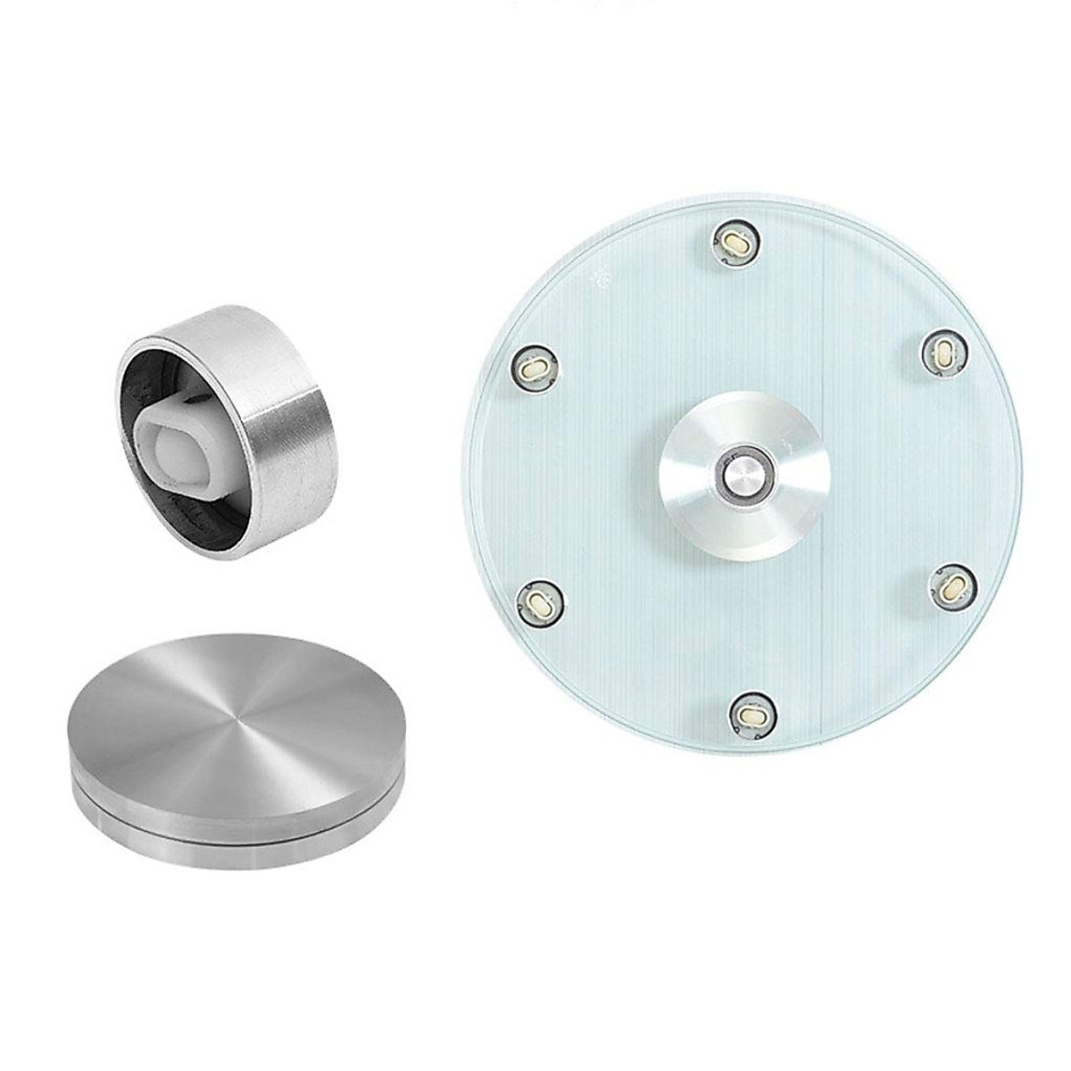 Hermsi 80 cm (30 inch) Extra-Large Lazy Susan Turntable, Round Tempered Glass Tabletop Rotating Serving Tray for Dining Table, Anti-tilt Auxiliary Wheels