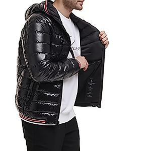 Calvin Klein Men's Hooded Super Shine Puffer Jacket, Black, Small