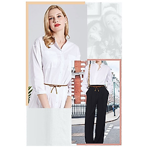 TeeYee Women PU Leather Knitted Waist String Belt/Rope/Chain Long Boho Wrap Skinny Belt (one size, tan)