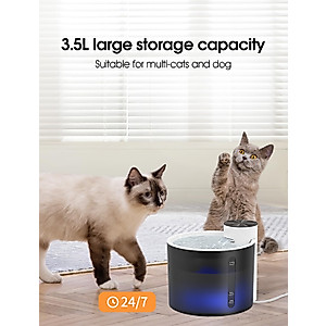 WOPET Cat Water Fountain, 𝟑.𝟓𝐋 Cat Fountain Water Dispenser with BPA-Free, Ultra Quiet Dog Water Fountain for Cats Inside, W500 Pet Water Fountain for Cats, Dogs