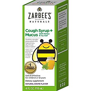 Zarbee's Children's Cough Syrup + Mucus Daytime, Grape 4oz