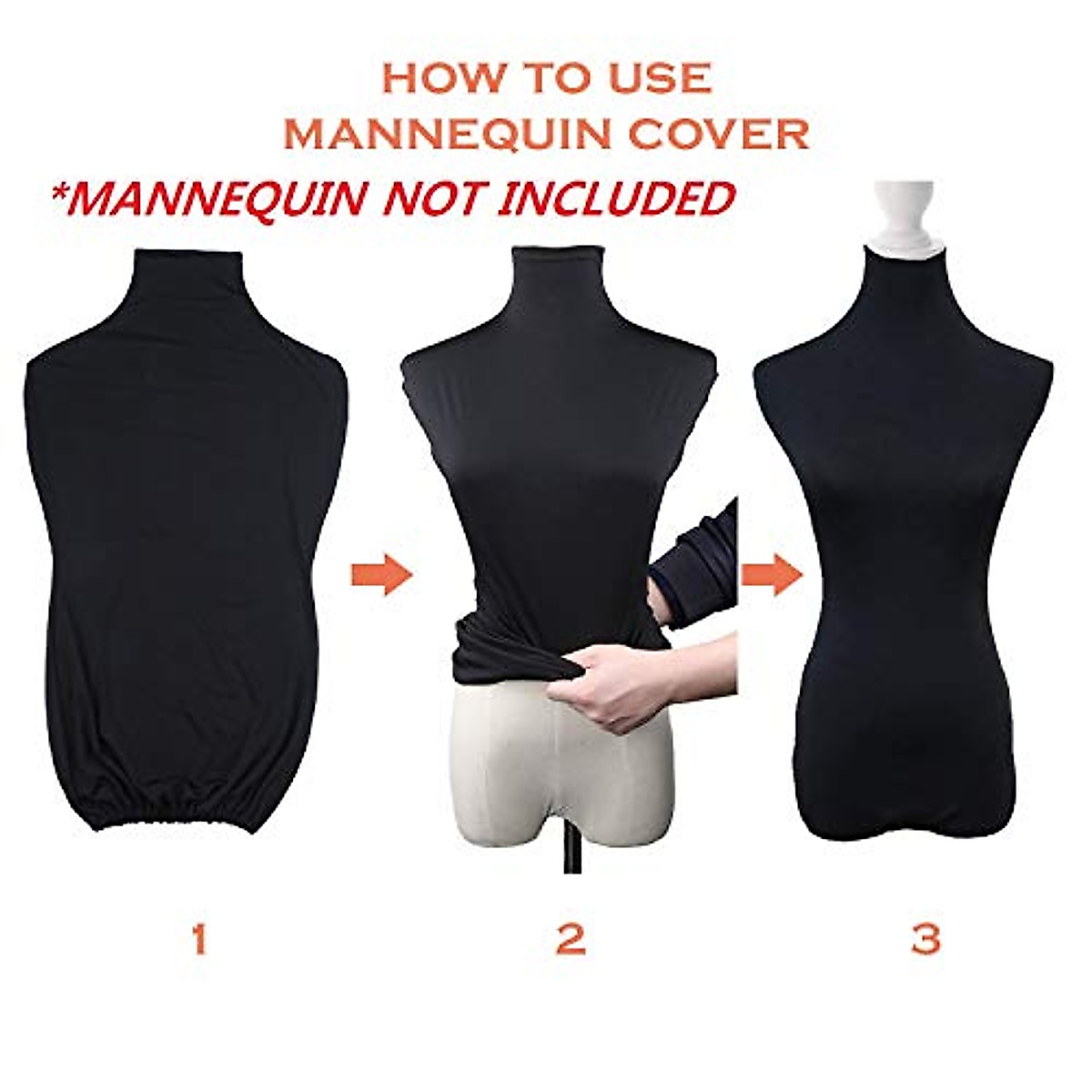 NAVADEAL Black Superb Lycra Mannequin Fabric Cover, 100% Handmade Soft Stretchy, for Fashion Designer Retail Boutique Store Dressmaker Form Dummy Model Display Fitting Styling, Mannequin NOT Included