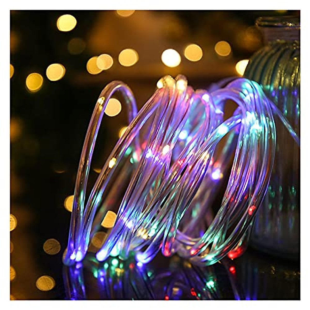 HJHSH Outdoor Solar String Lights, Decorative Lighting Warm White with 8 Modes Festival Lighting Waterproof Multi-Coloured for Patio Home Garden Christmas Parties (Length : 7m, Light : Warm Light)