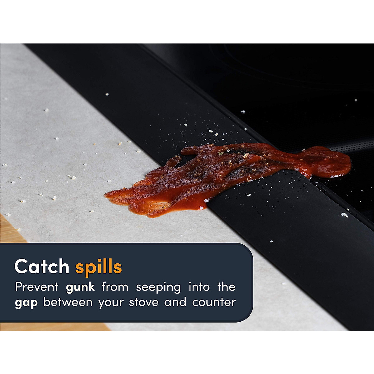 Linda’s Essentials Silicone Stove Gap Covers (2 Pack), Heat Resistant Oven Gap Filler Seals Gaps Between Stovetop and Counter, Easy to Clean Stove Gap Guard (25 Inches, Black)