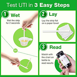 Easy@Home 25 Tests/Bottle Urinary Tract FSA Eligible Infection UTI Test Strips, Monitor Bladder Urinary Tract Issues Testing Urine- for Over The Counter (OTC) USE, Urinalysis (UTI-25P)