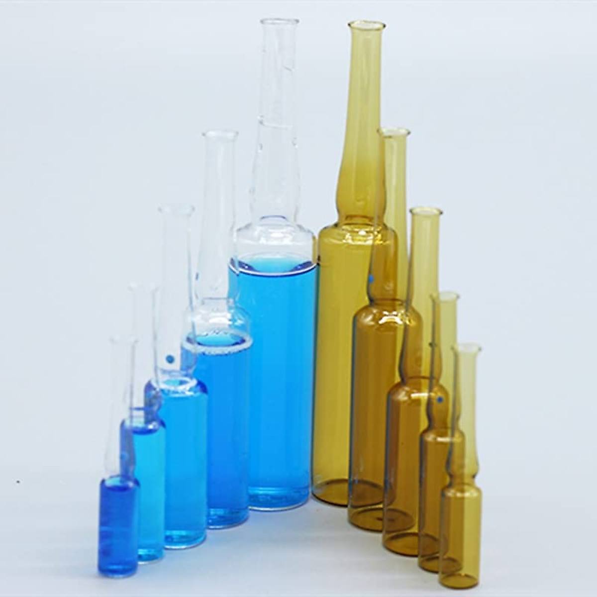 10pcs/lot 1/2/5/10/20ml (Bown/Transparent) Glass ampoule Bottle The Medicament ampule Vial (Size : 1ml Transparent)