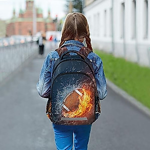 Sletend Durable Kids Backpack Boys Girls Elementary School Bags American Football School Book Bags for Teens Kindergarten Sturdy Lightweight Travel Gifts, Personalized Prints Student School Bag