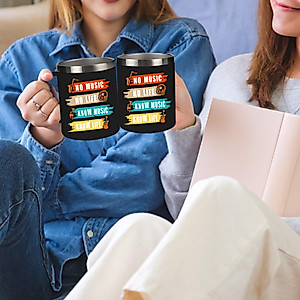 WFSJRED Theater Gifts 12 oz Insulated Mug for Coffee Mug with Leak-Resistant closeable hot lid for hot Drinks with Handle Broadway Gifts for Musicians (NO MUSIC)