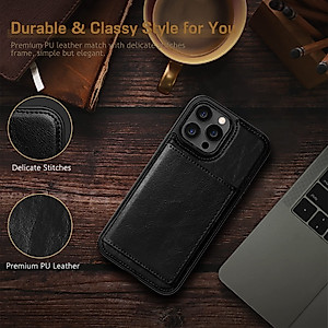 LOHASIC for iPhone 14 Pro Max Wallet Case, Premium Leather Cover Compatible with MagSafe Charger Magnetic Detachable Wallet 5 Card Holder Kickstand Protective Phone Case for Men 6.7 inch - Black