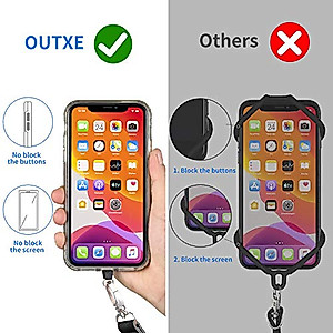 OUTXE Phone Lanyard - 4× Pads, 1× Adjustable Neck Strap, 1× Wrist Strap, Nylon Phone Lanyard Compatible with All Smartphone