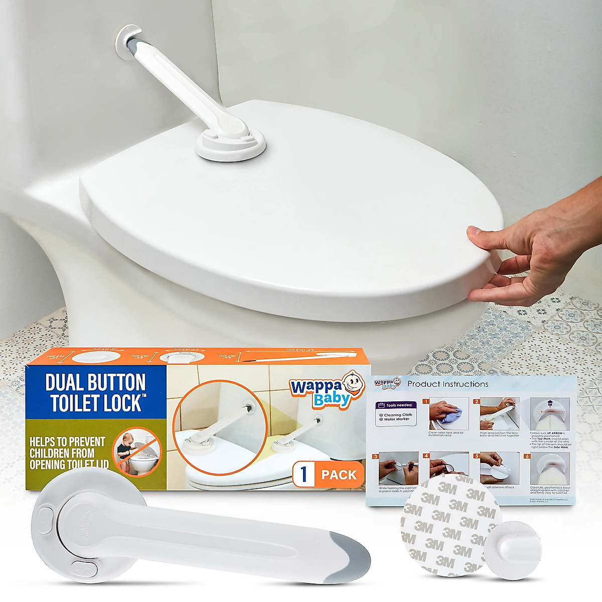 Toilet Seat Lock for Child Safety with Double Lock Mechanism – Child Proof Toilet Locks for Toddlers, Easy Installation No Tools Needed Fits Most Toilets – Toilet Baby Proofer by Wappa Baby