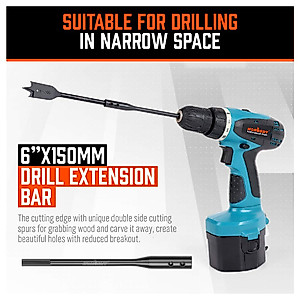 SEDY 11-Pieces Spade Drill Bit Set, Paddle Flat Bits with Extension for Woodworking, Industrial Grade Carbon Steel Black Coat, 1/4" to 1-1/2" with Storage Bag and Exquisite Packaging