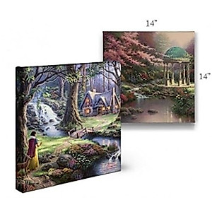 Thomas Kinkade Disney Beauty and the Beast Dancing in the Moonlight Gallery Wrapped Canvas Art | Frameless Wall Art Decor | Certificate of Authenticity Included, 14" x 14"