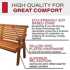 Amish Heavy Duty 800 Lb Roll Back Pressure Treated Garden Bench (4 Foot, Cedar Stain)