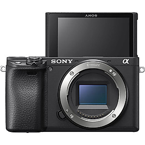Sony a6400 Mirrorless Camera (ILCE-6400/B) + 64GB Card + Card Reader + Case + Flex Tripod + Hand Strap + Memory Wallet + Cap Keeper + Cleaning Kit (Renewed)